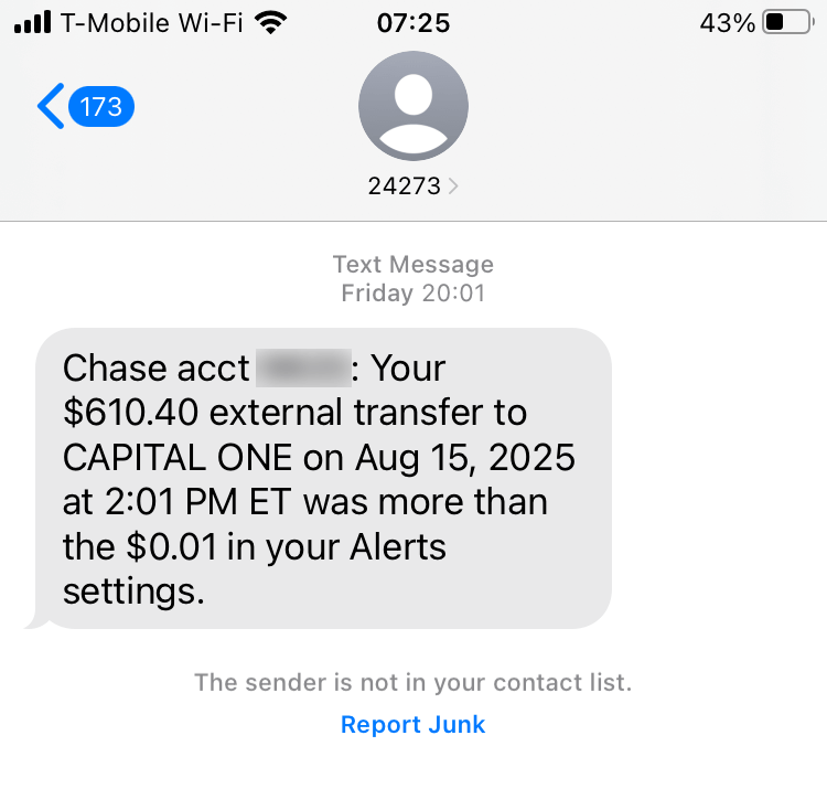 Short Code 24273 Texting Info by JPMC