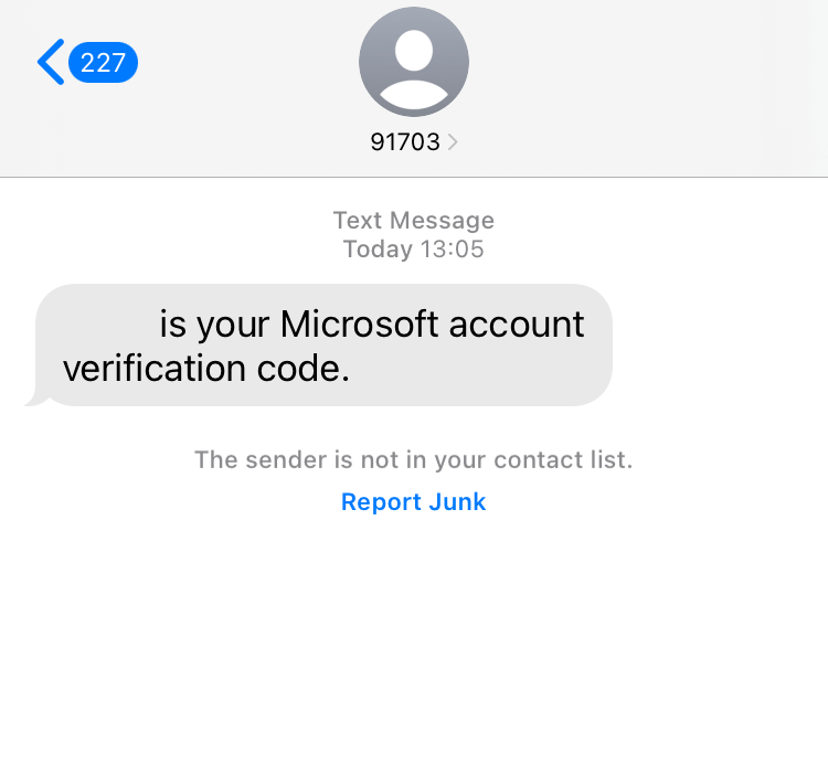 Short Code 91703 Text Message Details by Microsoft Verification