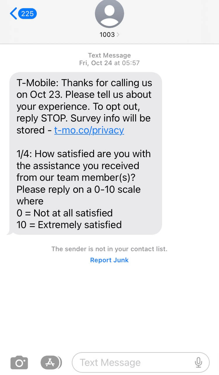 Short Code 1003 SMS Marketing Details by T‑Mobile